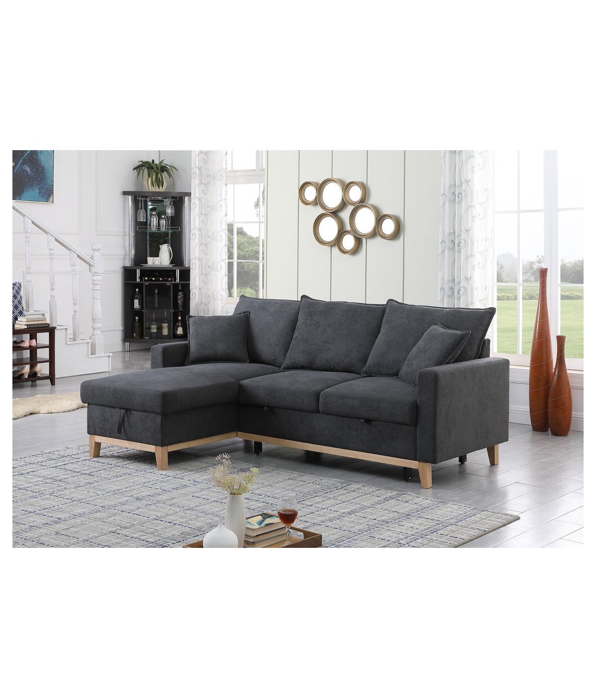 Click here for Homlux 84.25W Dark Gray Woven Reversible Sleeper S... prices