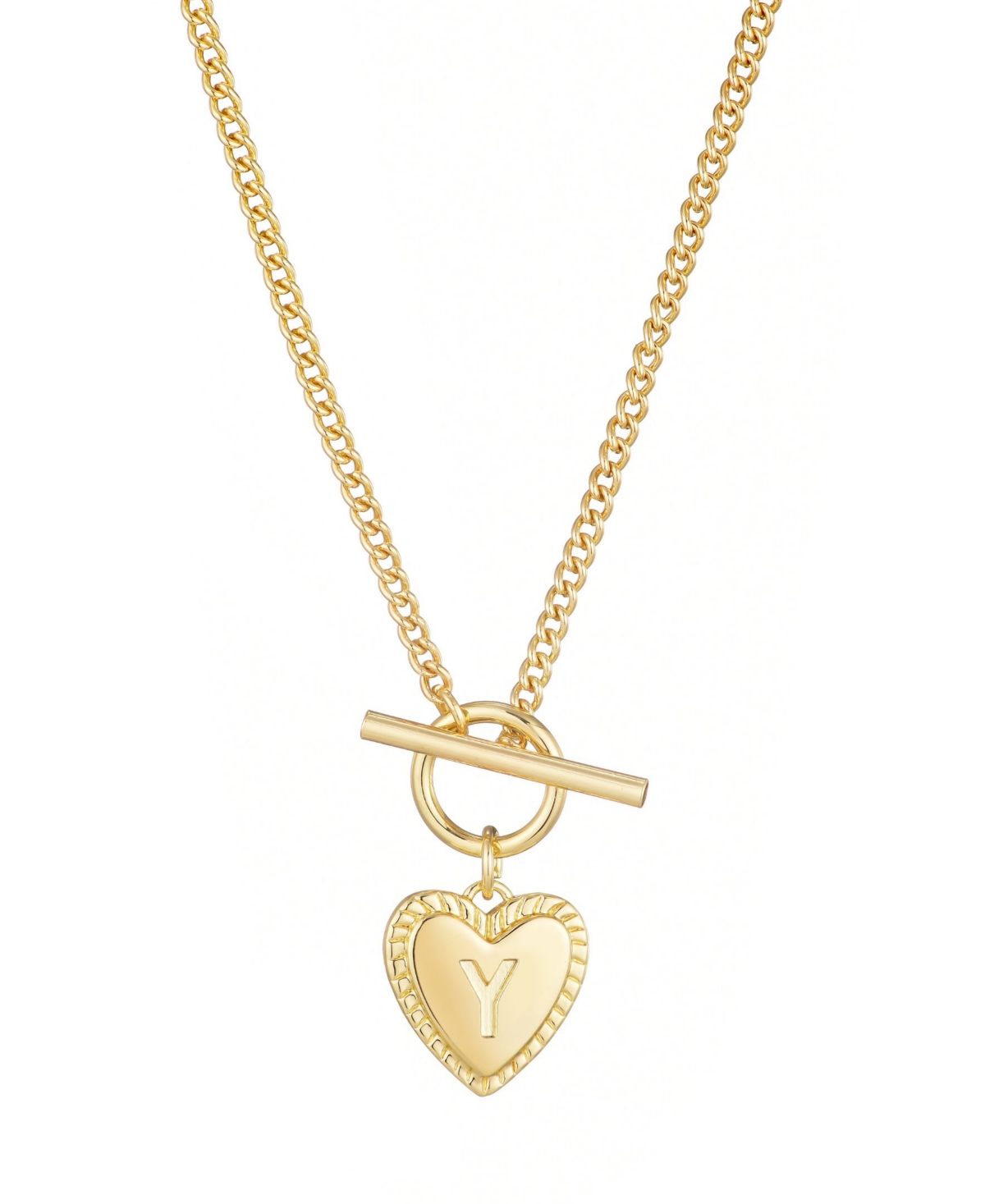 Click here for Adornia Gold Heart Initial Toggle Necklace - Gold... prices