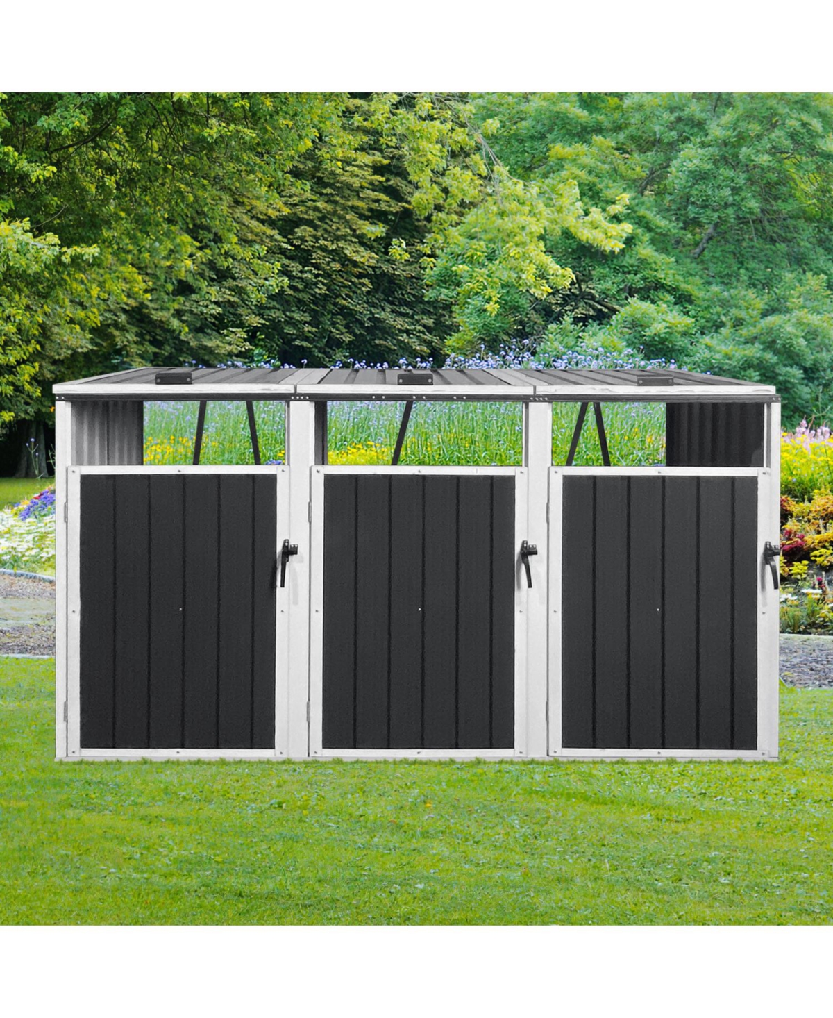 Click here for Streamdale Furniture Metal 3-Can Outdoor Garbage B... prices