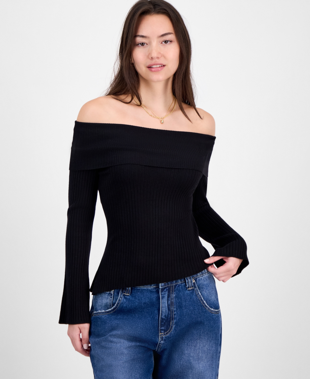 Click here for Hooked Up by Iot Juniors Marilyn Off-The-Shoulder... prices