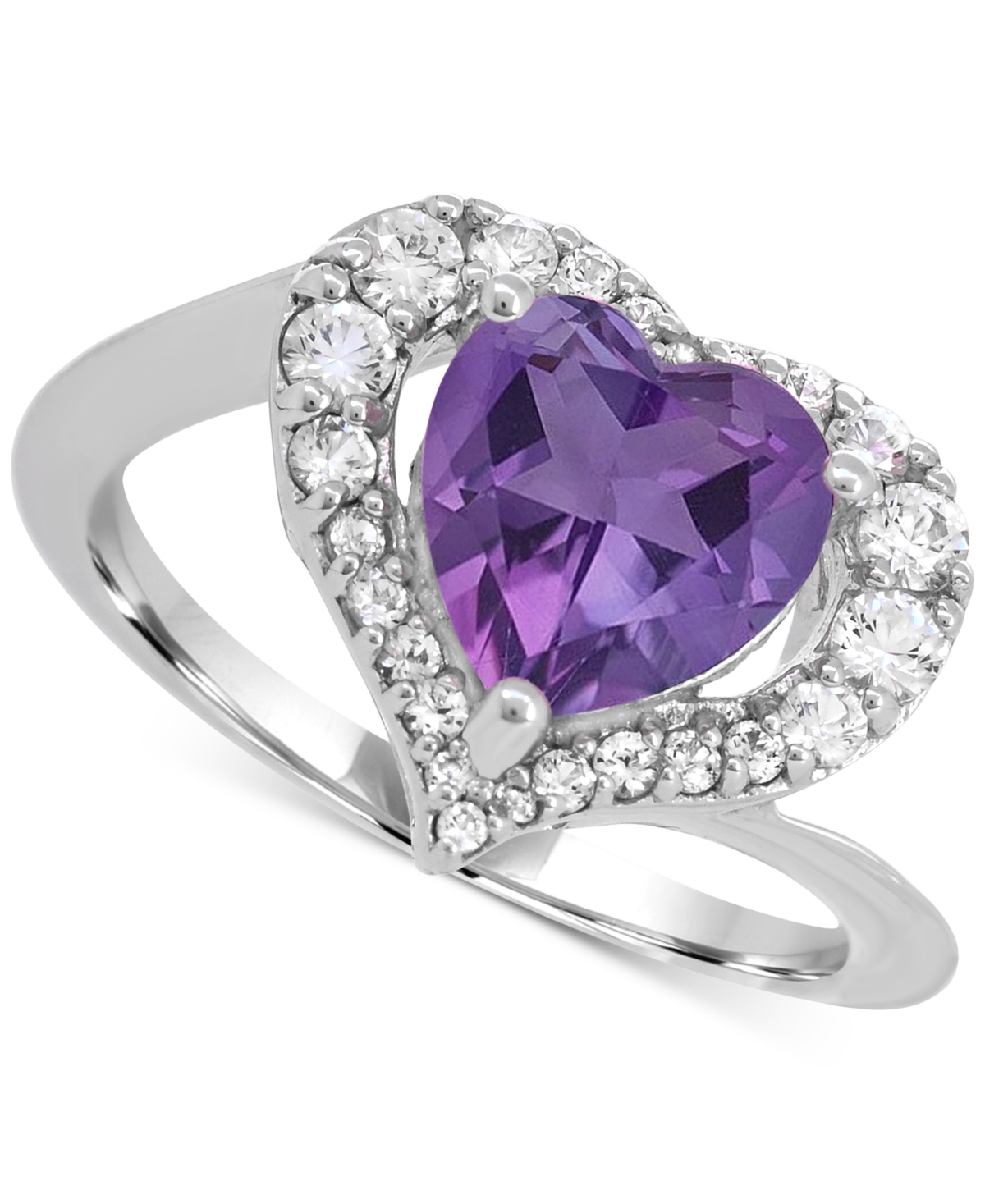 Click here for Womens Heart Ring in Sterling Silver - Amethyst prices