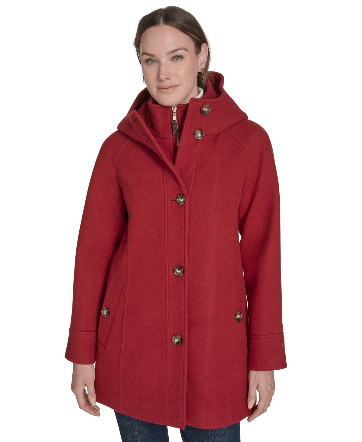Click here for Tommy Hilfiger Womens Hooded Button-Front Coat  Cr... prices