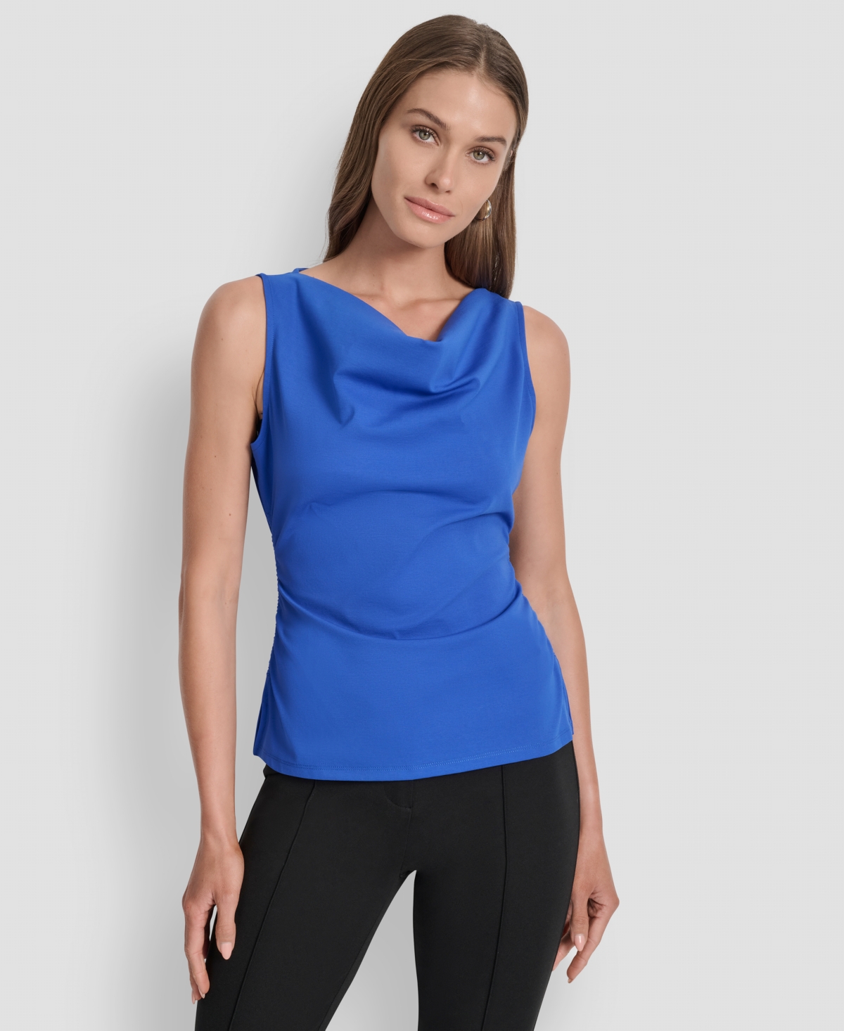 Click here for Dkny Womens Sleeveless Side-Slit Ruched Top - Clas... prices