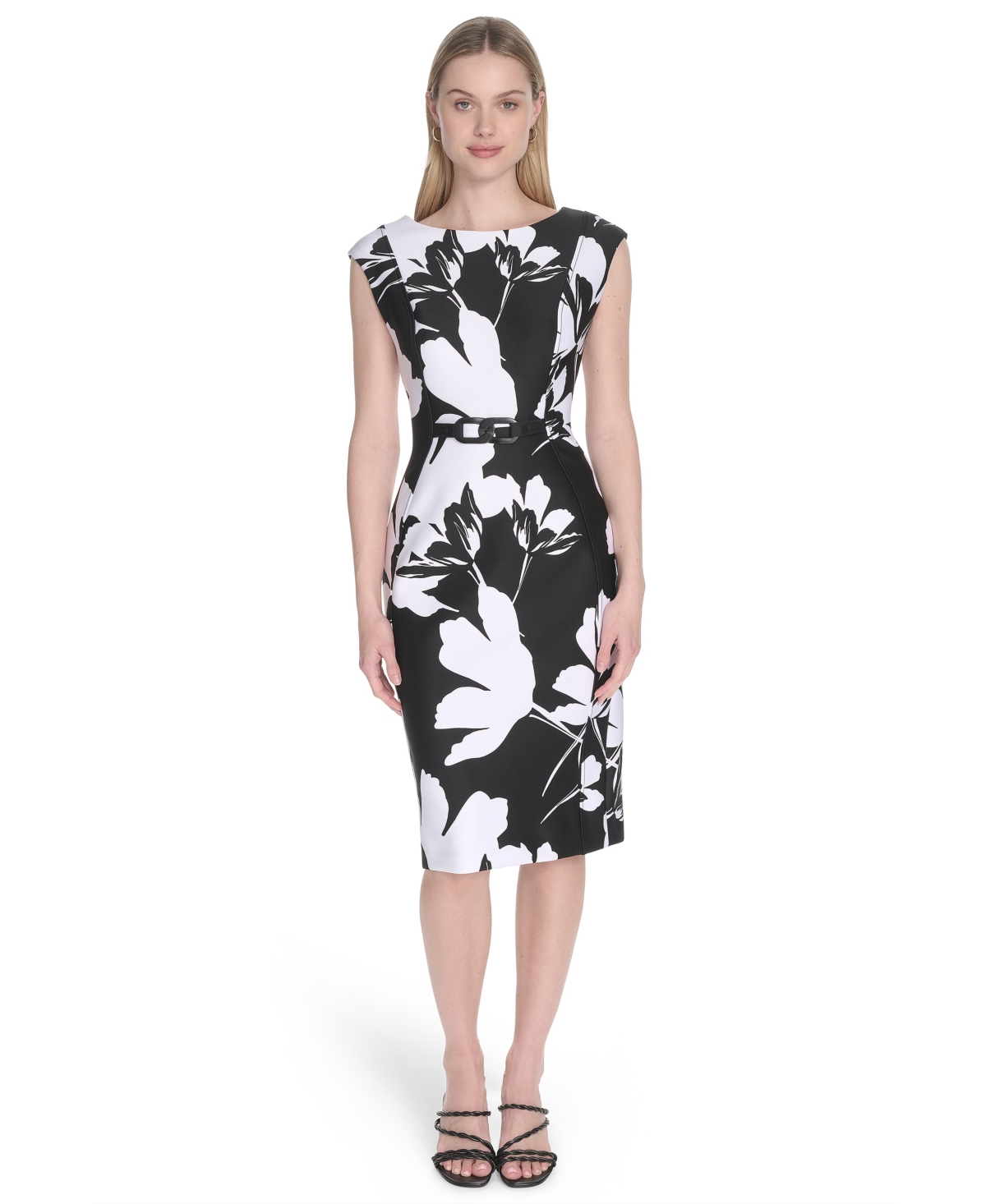 Click here for Calvin Klein Womens Short-Sleeve Scuba Midi Dress... prices