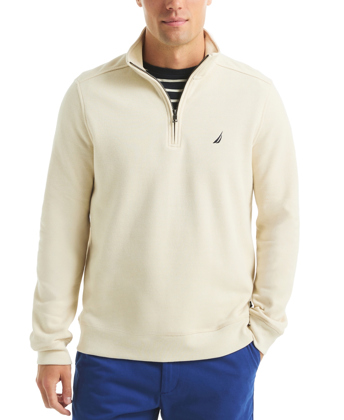 Click here for Nautica Mens Quarter-Zip Fleece Sweatshirt - Cream prices