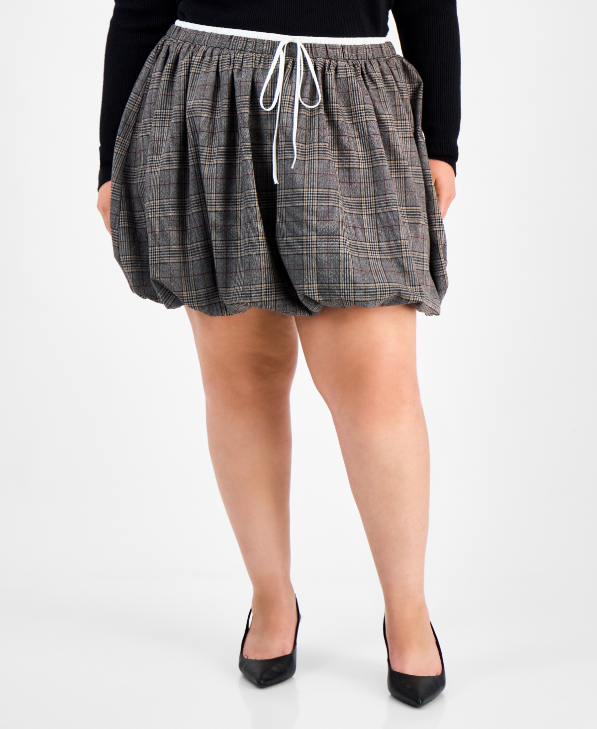 Click here for Bar Iii Trendy Plus Size Plaid Bubble Mini Skort... prices