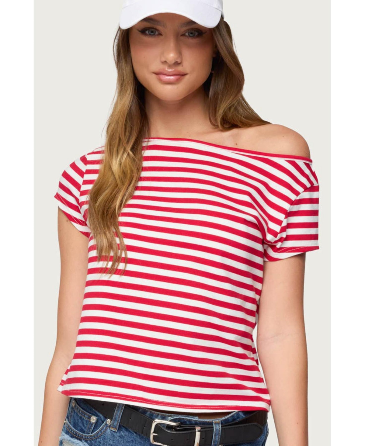 Click here for Edikted Womens Aretha Striped Off Shoulder Top - R... prices
