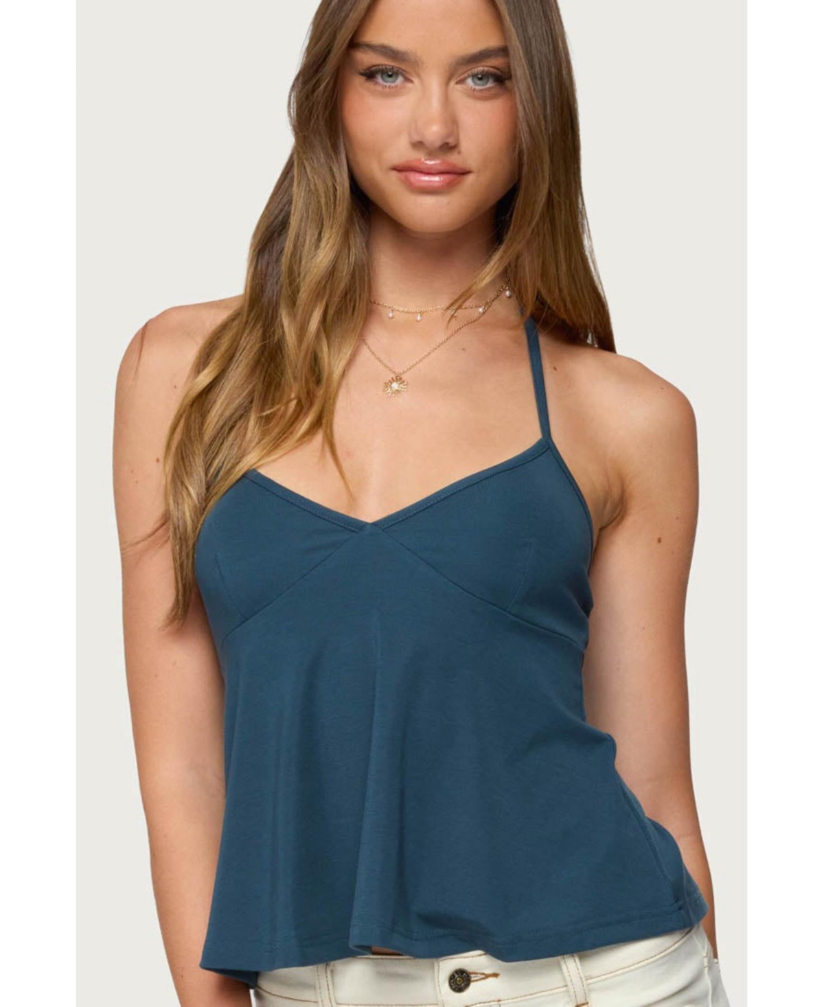 Click here for Edikted Womens Leonora Halter Babydoll Top - Navy prices