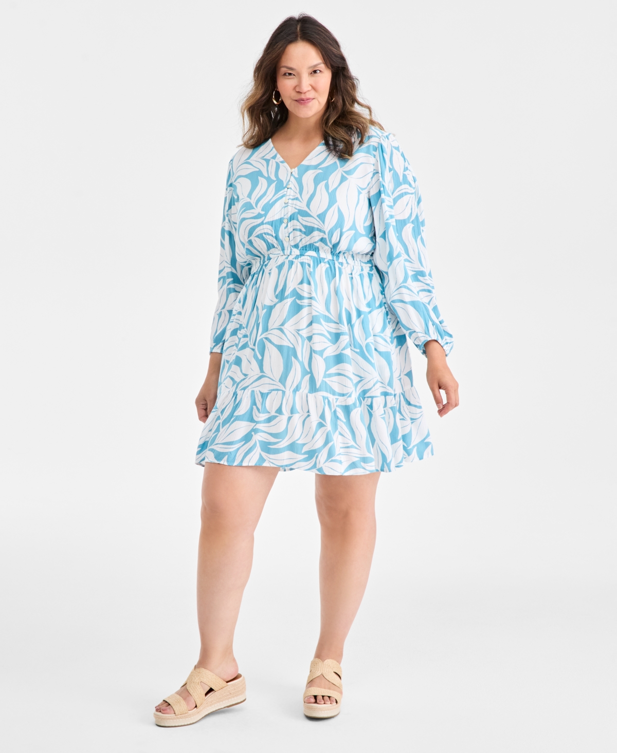 Click here for Style & Co Plus Size Bubble-Sleeve Fit & Flare Dre... prices