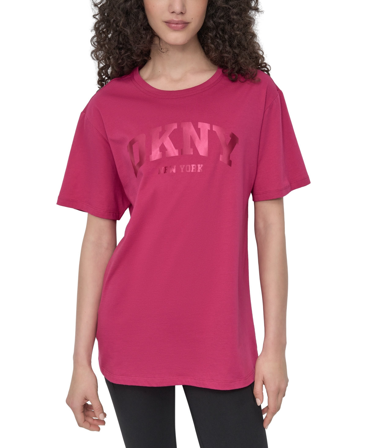 Click here for Dkny Sport Womens Varsity Satin Logo Oversized Cot... prices