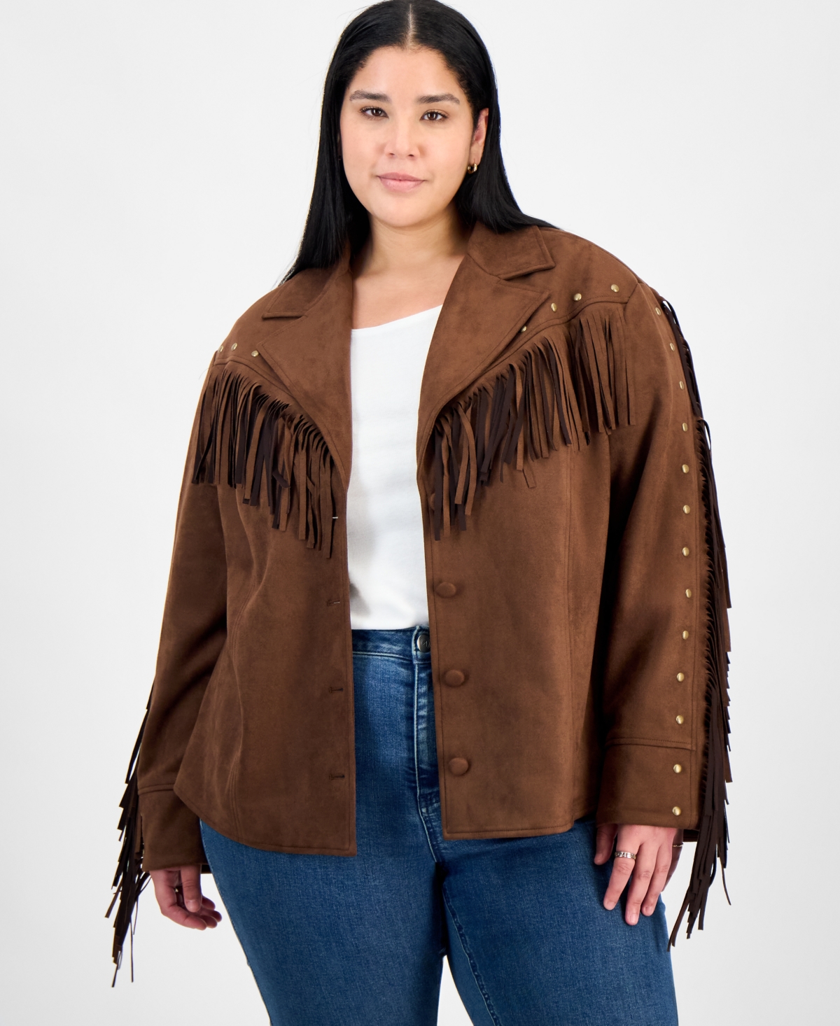 Click here for And Now This Trendy Plus Size Fringed Faux-Suede J... prices