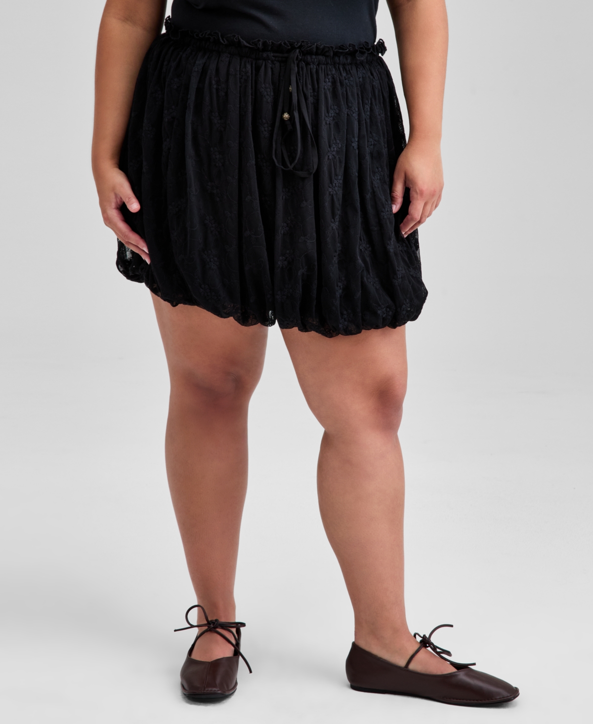 Click here for And Now This Trendy Plus Size Bubble-Hem Mini Lace... prices