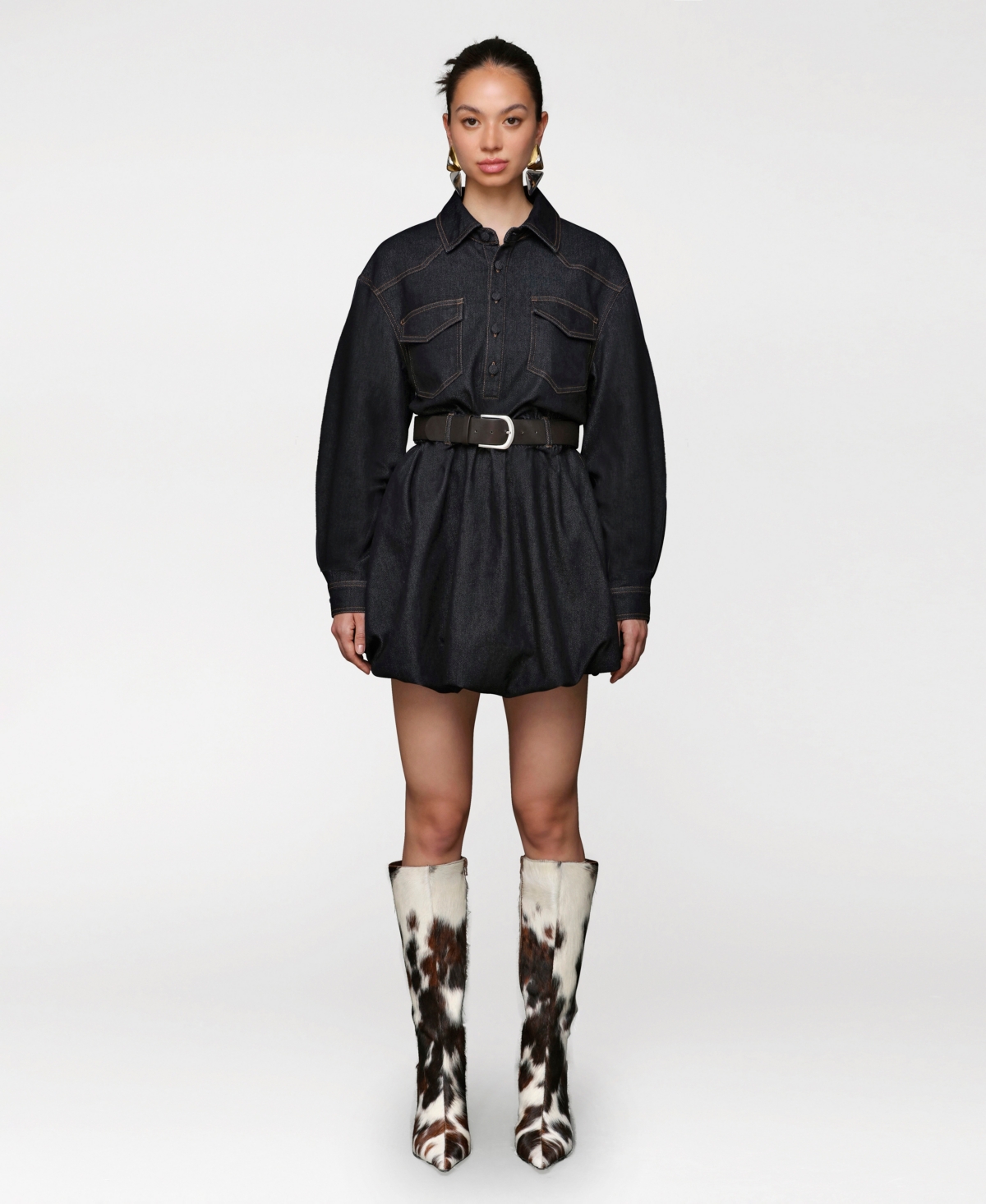 Click here for Avec Les Filles Womens Collar Long-Sleeve Shirtdre... prices