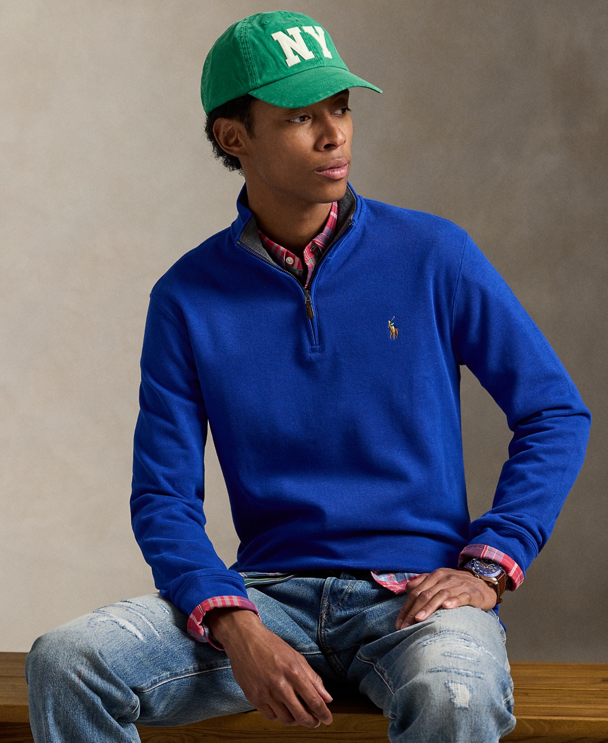 Click here for Polo Ralph Lauren Mens Estate-Rib Cotton Quarter-Z... prices