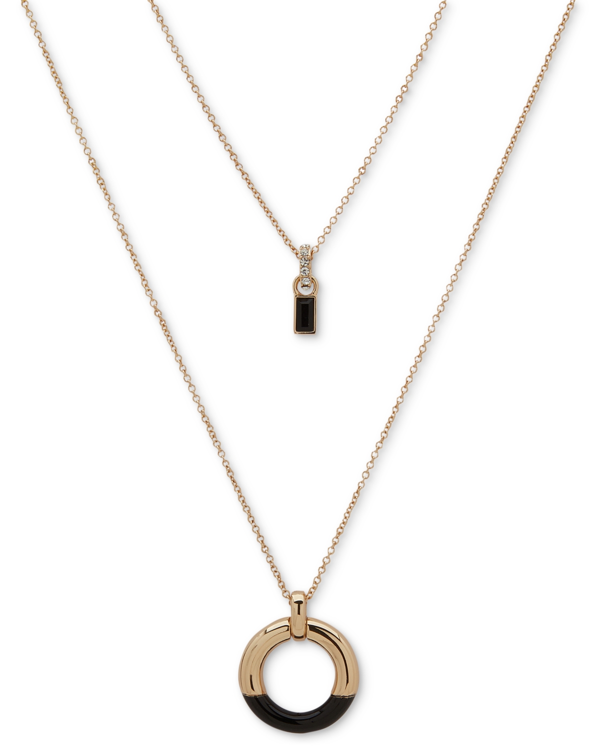 Click here for Dkny Gold-Tone Crystal & Ring Layered Pendant Neck... prices