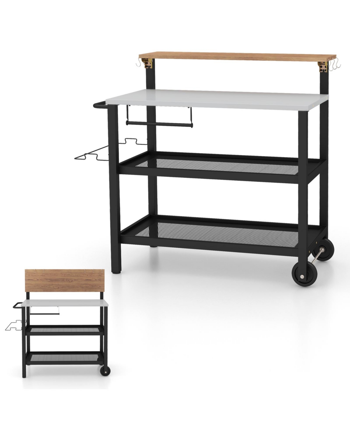 Click here for Rolling Bar Cart with Flip-Up Table & Hooks Mobile... prices