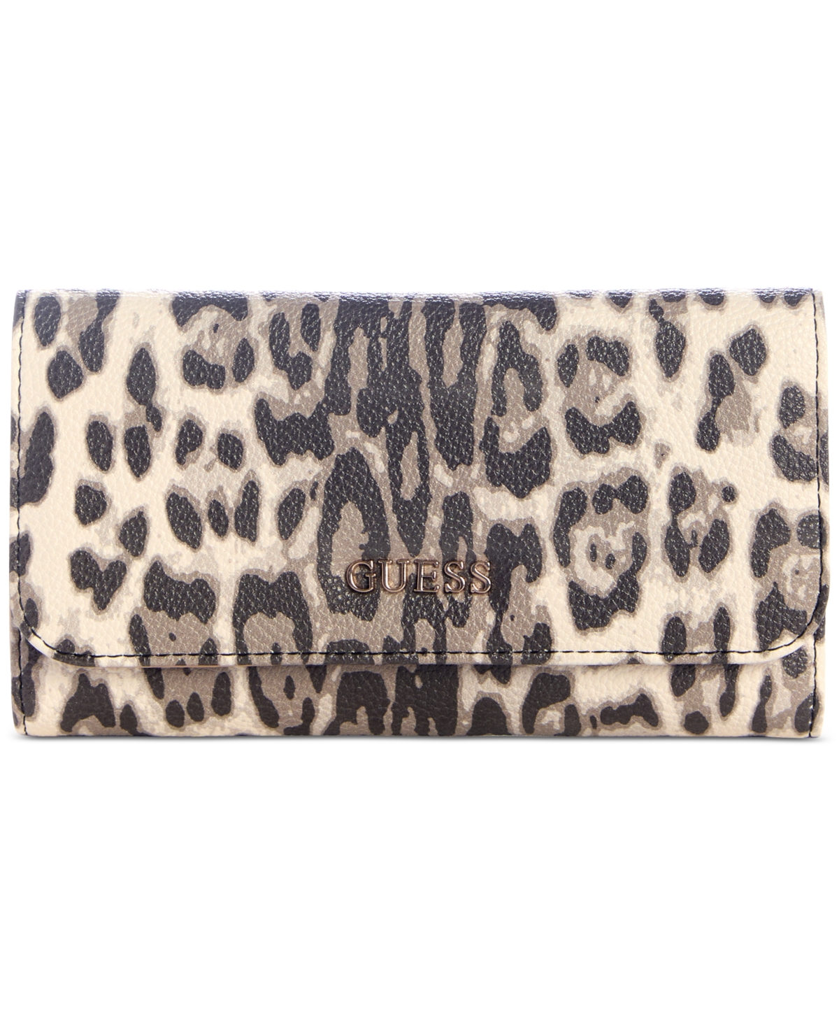Click here for Guess Tinsley Leopard Print Slim Clutch - Brnoverf... prices