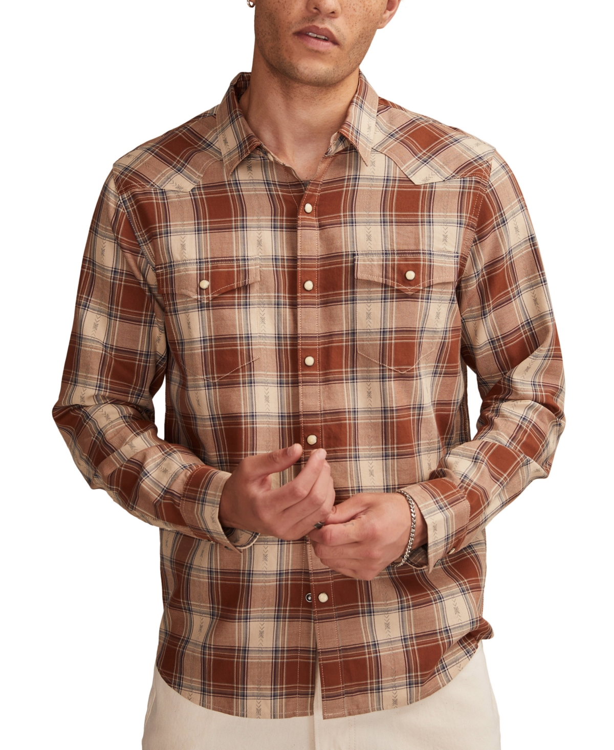 Click here for Lucky Brand Mens Dobby Western Long Sleeve Snap-Fr... prices