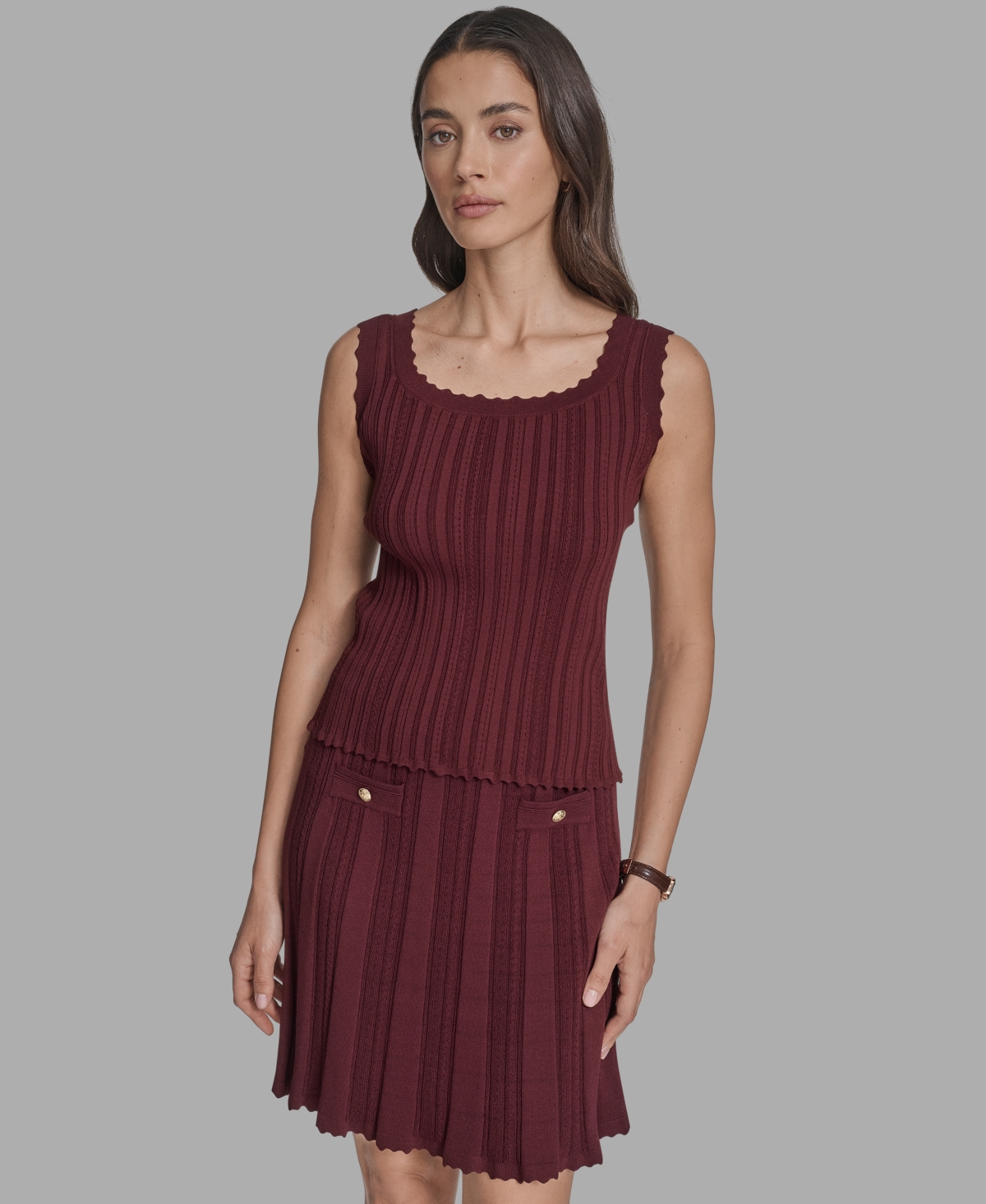 Click here for Bcbg Womens Textured-Knit Tank - Crimson Velvet prices