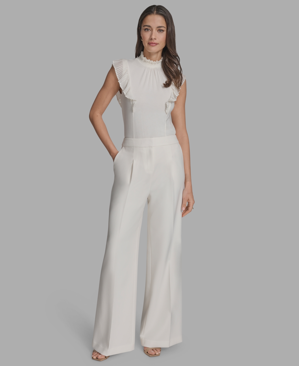 Click here for Bcbg Womens Pleated Wide Leg Pants - Whispr White prices