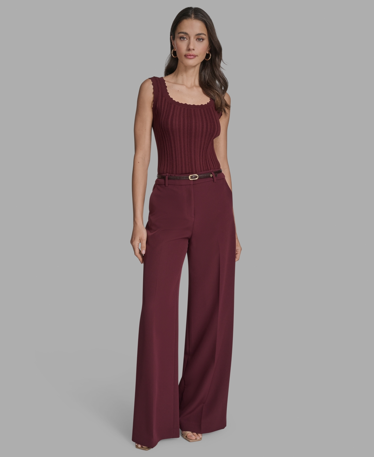 Click here for Bcbg Womens Belted Wide-Leg Pants - Crimson Velvet prices