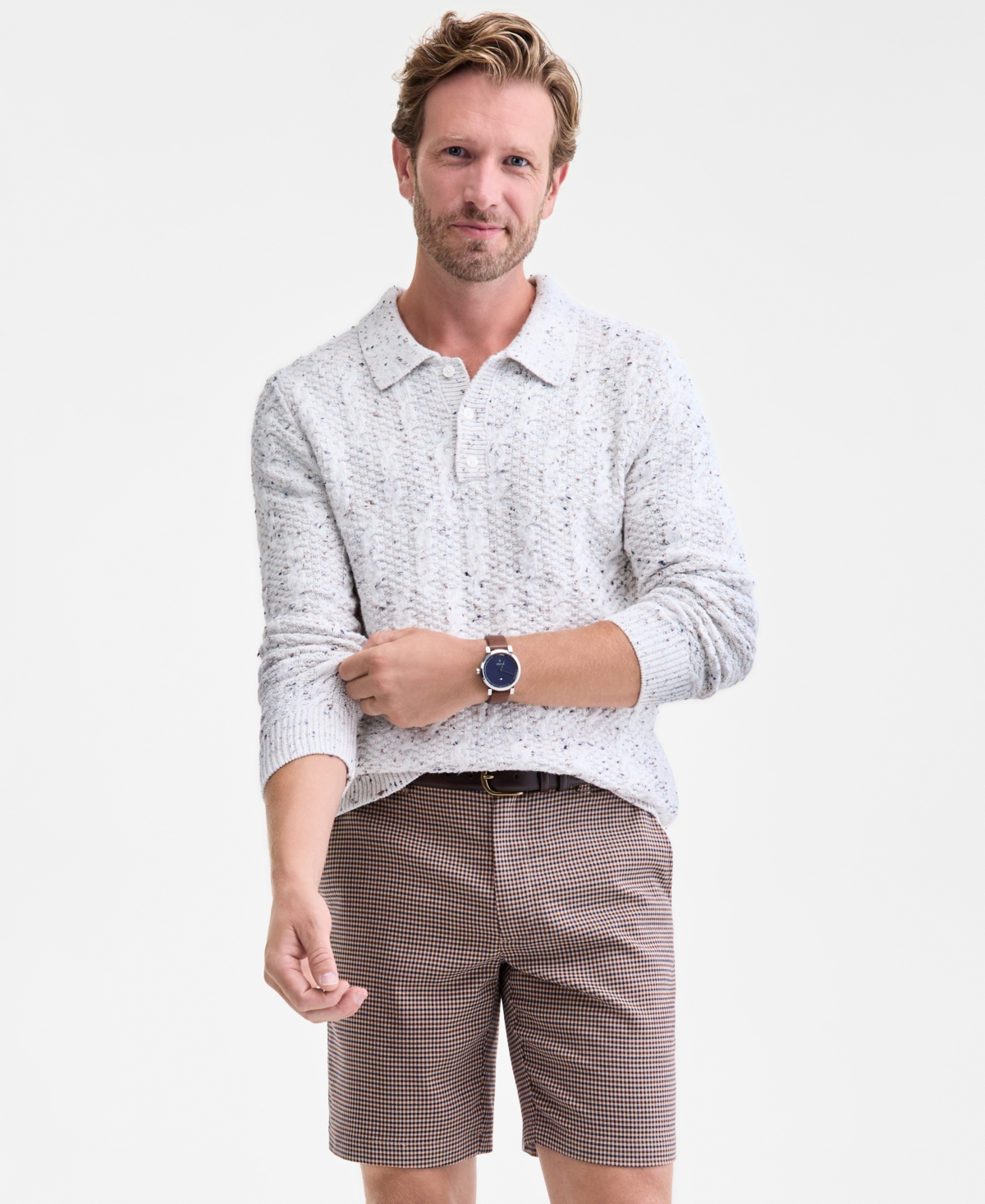 Click here for Club Room Mens Donegal Cable-Knit Polo Sweater  Ma... prices