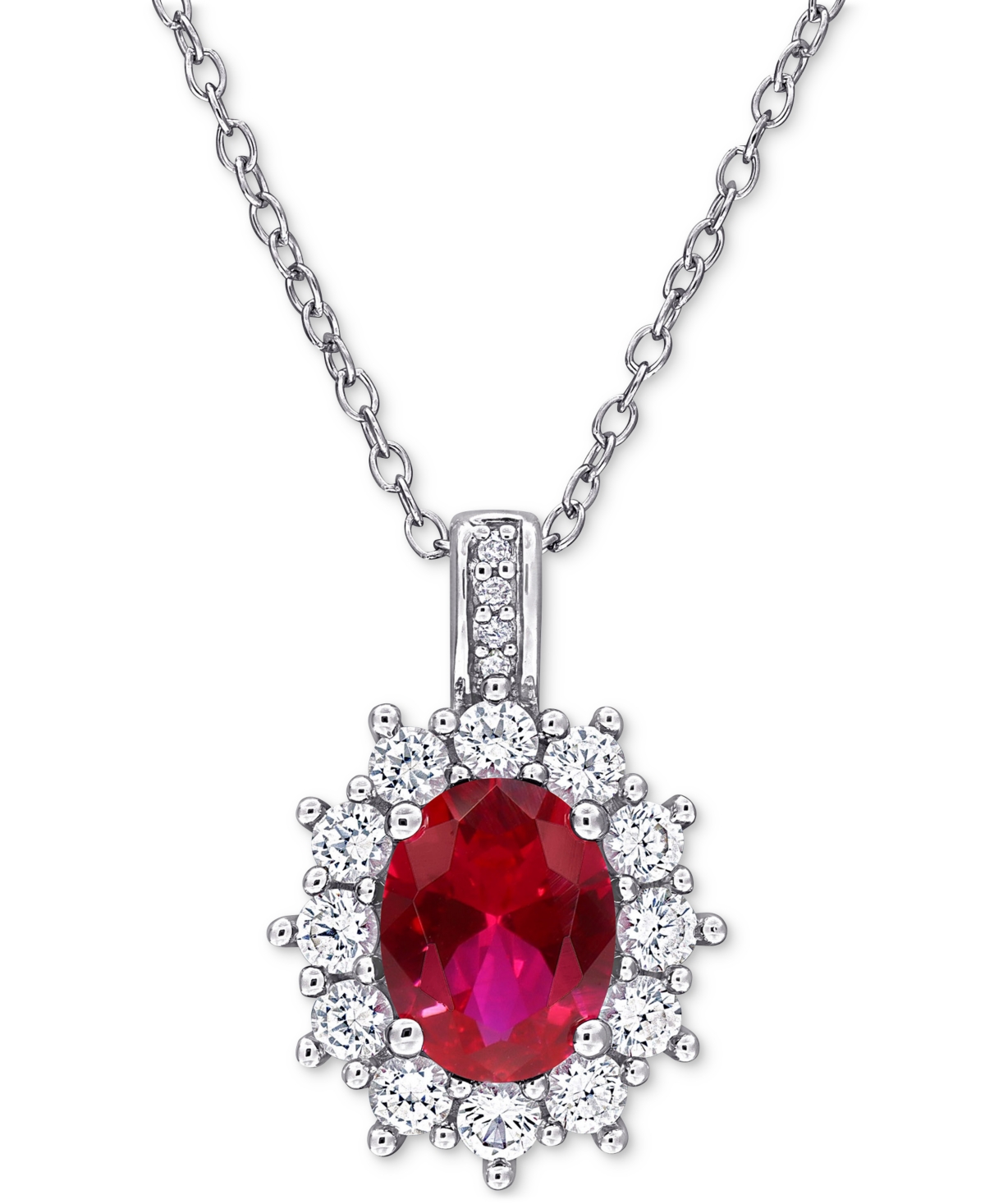 Click here for Gemstone & Diamond Accent Halo 18 Pendant Necklace... prices