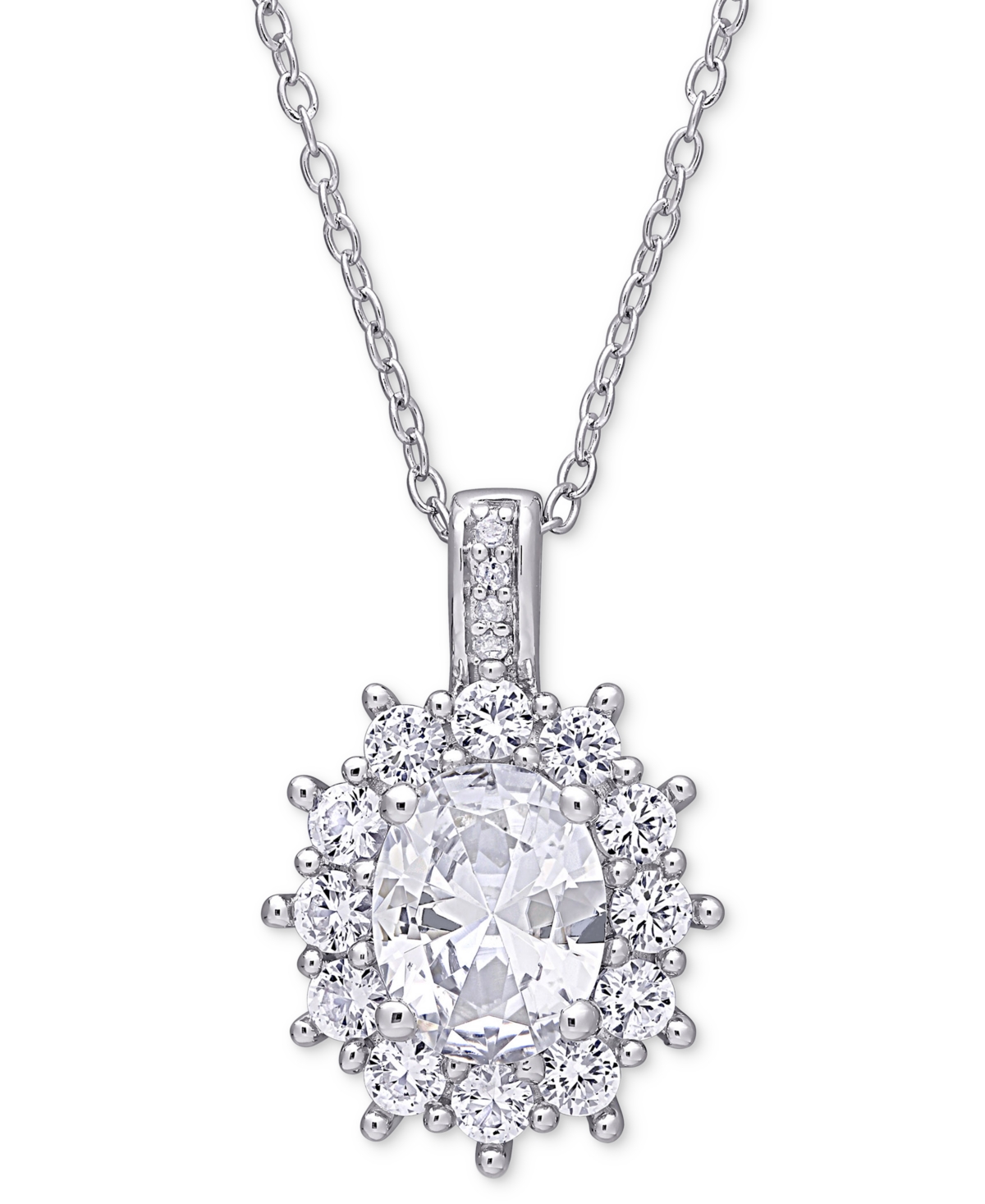 Click here for Gemstone & Diamond Accent Halo 18 Pendant Necklace... prices