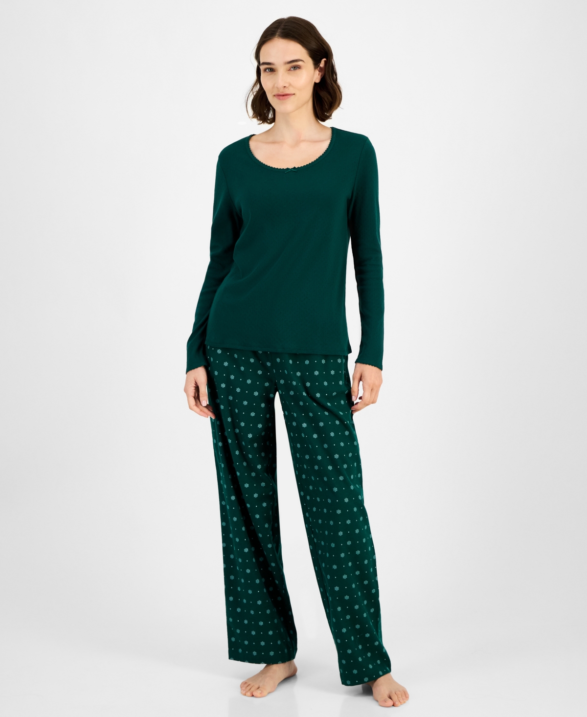 Click here for Charter Club Womens Long Sleeve Pointelle Tee  Mac... prices