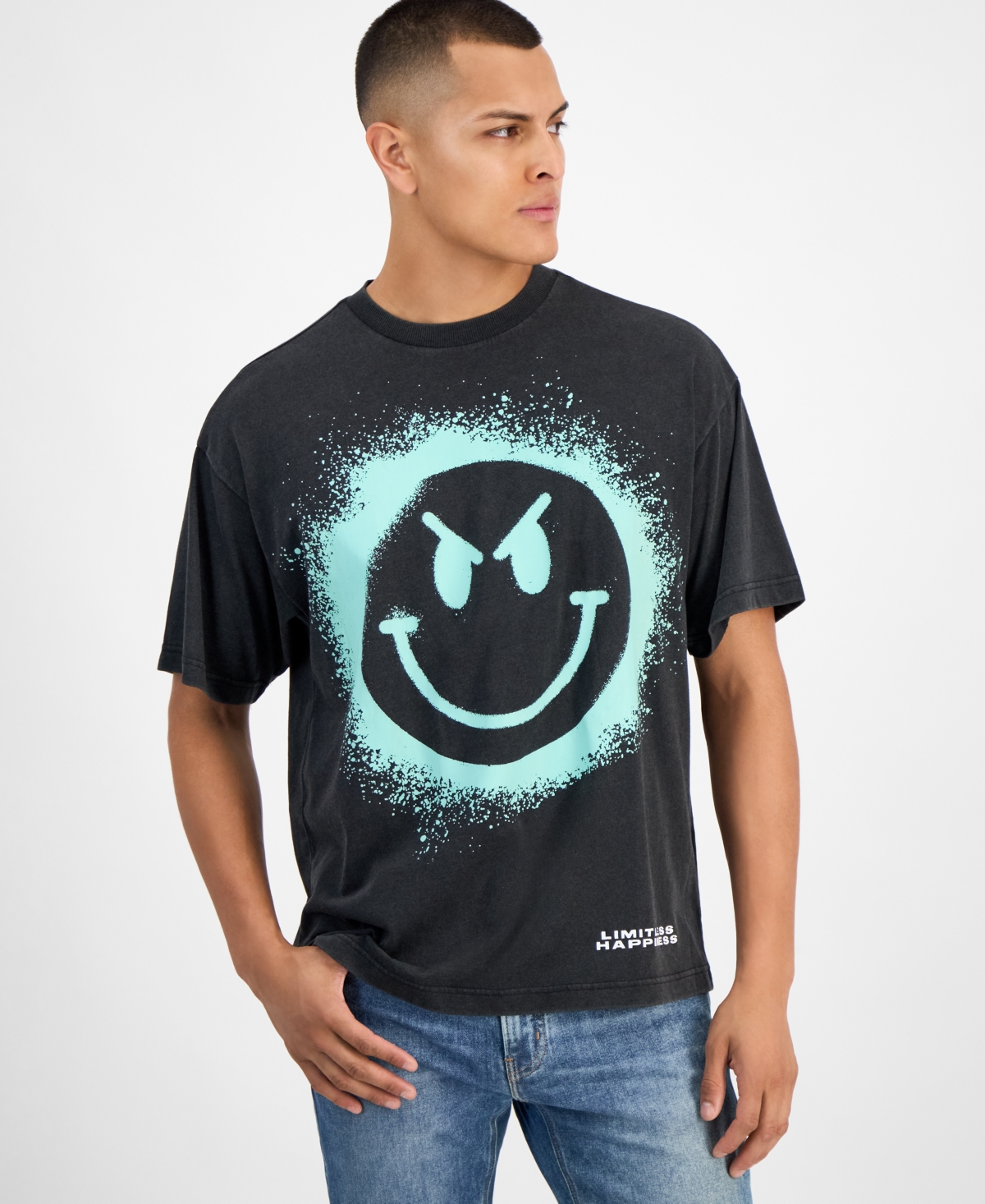 Click here for SmileyWorld Mens Happy Sad Graphic T-Shirt - Black... prices