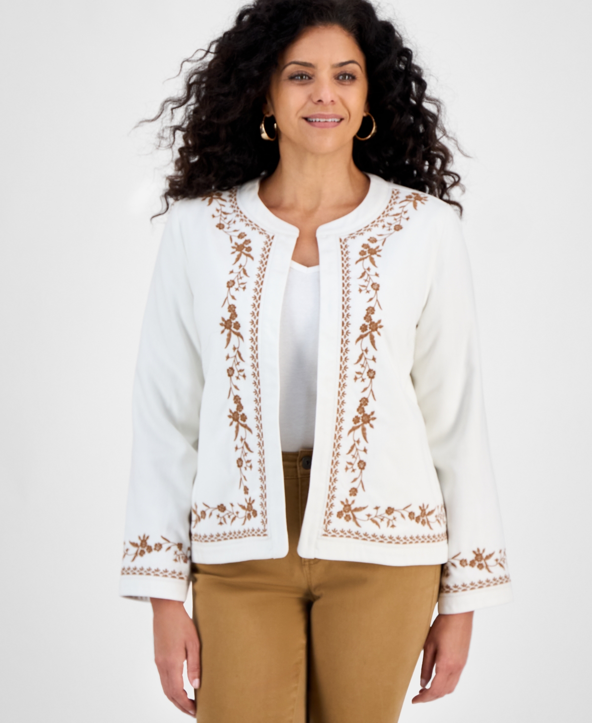 Click here for Style & Co Womens Embroidered Jacket  Macys Exclus... prices