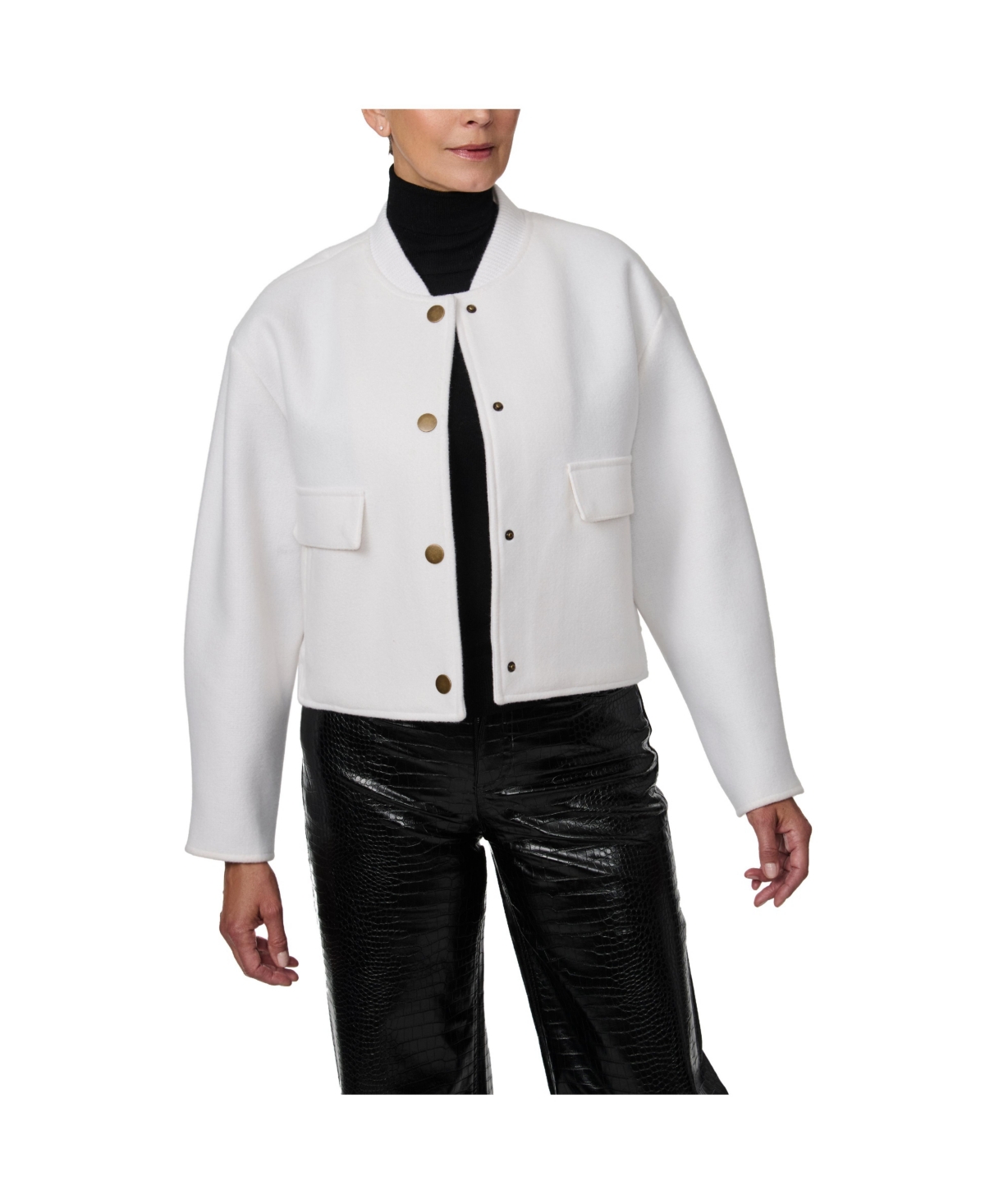 Click here for Bernardo Womens Rib Back Bomber - Bright white prices