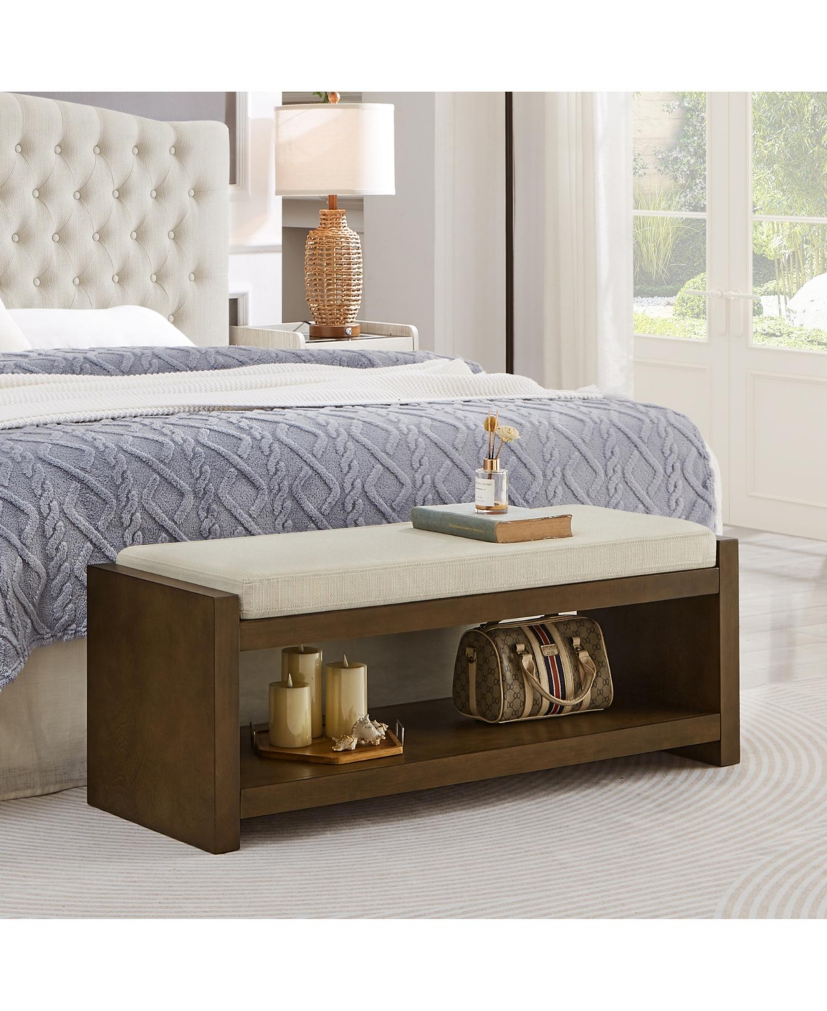 Click here for Streamdale Furniture 47 Beige Bench with Shoe Rack... prices