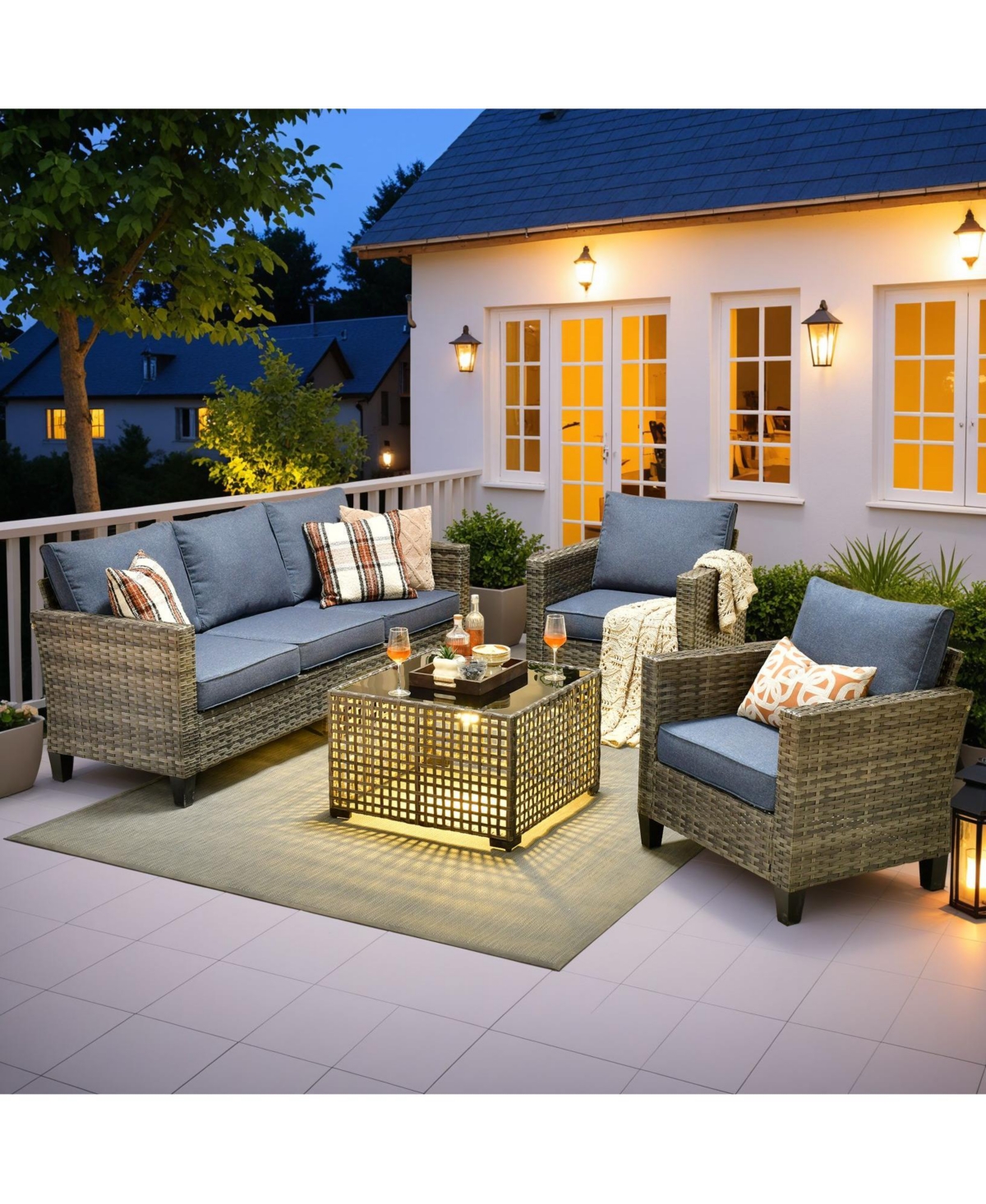 Click here for Xizzi 4 Pieces Outdoor Patio Furniture Set Outside... prices
