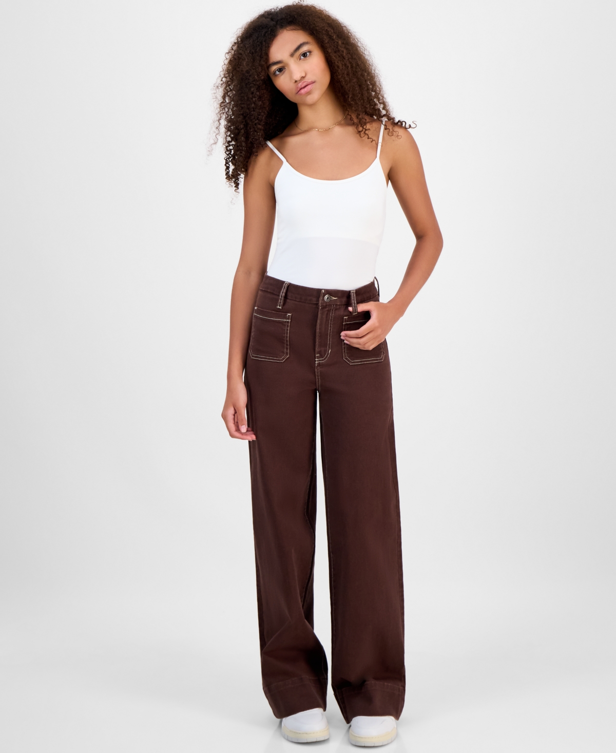 Click here for Celebrity Pink Womens High-Rise Patch-Pocket Wide-... prices