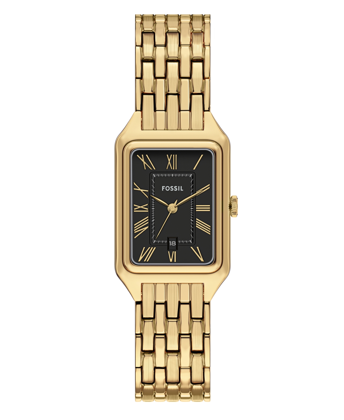 Click here for Fossil Womens Raquel Three-Hand Date Gold-Tone Sta... prices