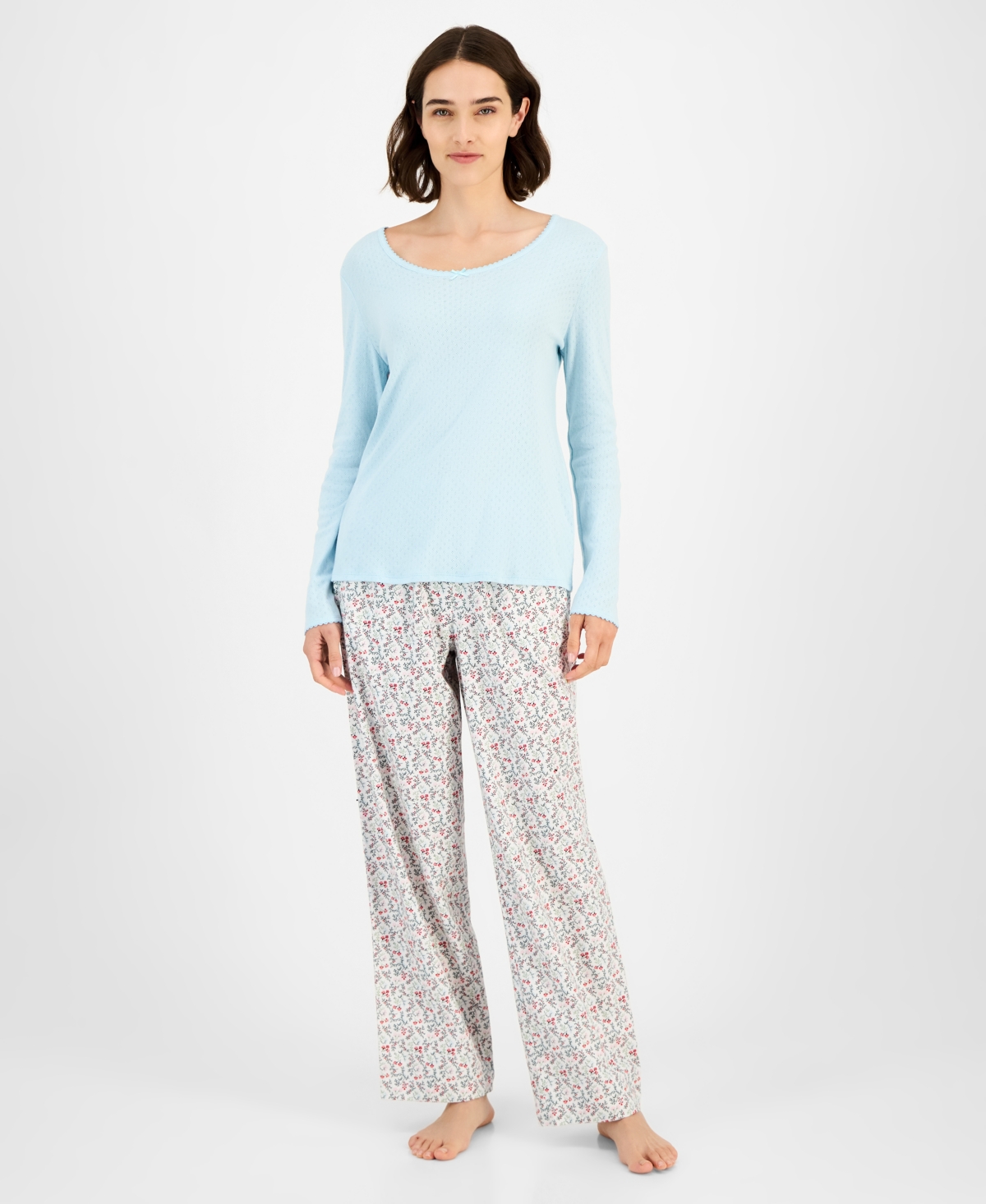 Click here for Charter Club Womens Long Sleeve Pointelle Tee  Mac... prices