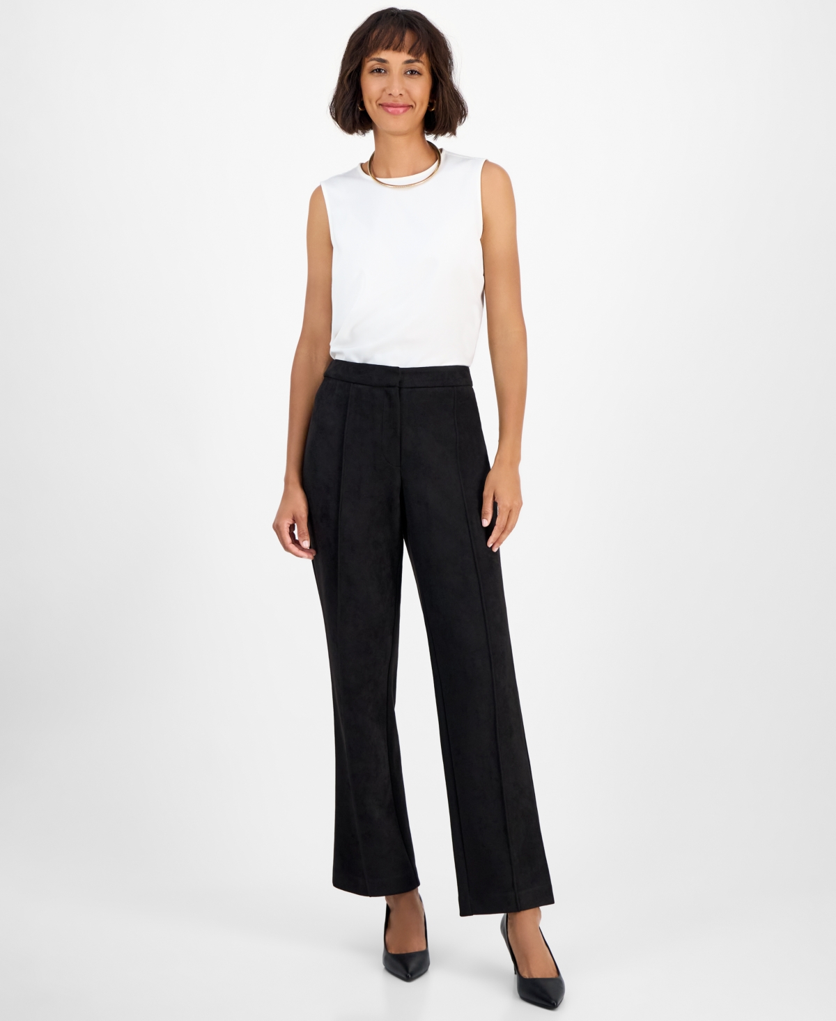 Click here for T Tahari Womens High-Rise Seamed Straight-Leg Pant... prices