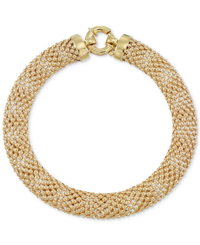 Italian Gold Wide Textured Mesh Bracelet in 14k Gold - Macy's