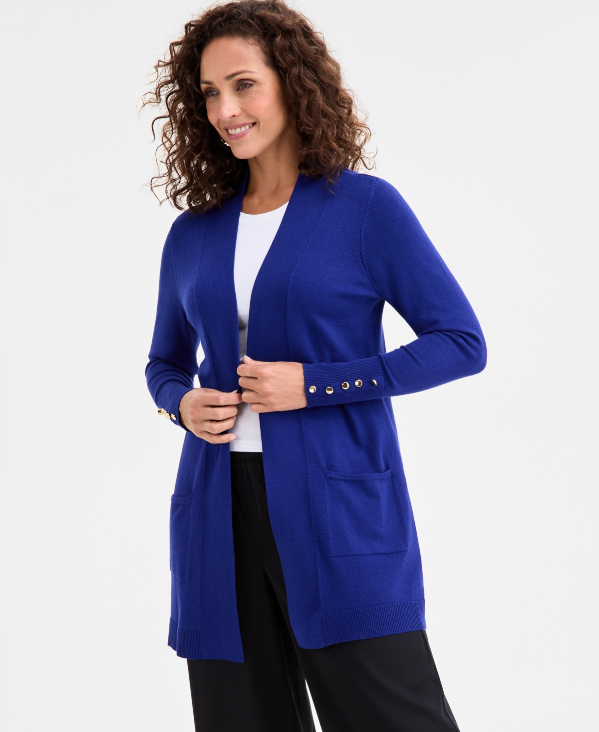 Click here for Jm Collection Womens Button-Sleeve Flyaway Cardiga... prices