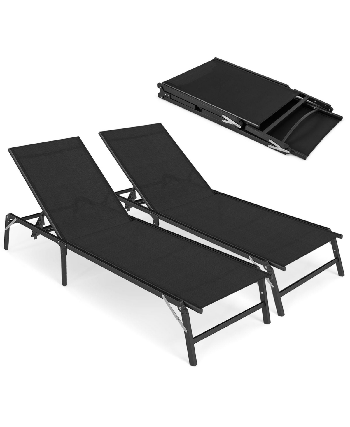 Click here for Gymax 2 Pcs Reclining Lounge Chairs Folding Patio... prices