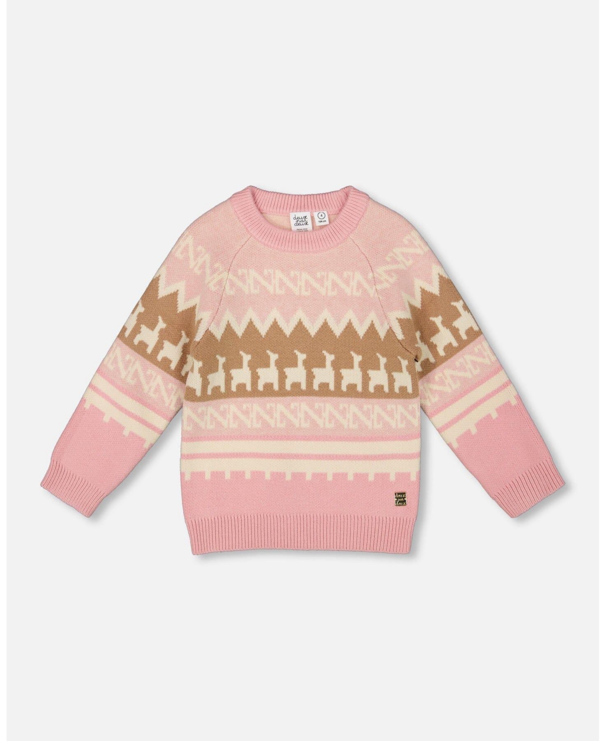 Click here for Deux par Deux Big Girls Llama Jacquard Sweater Dus... prices
