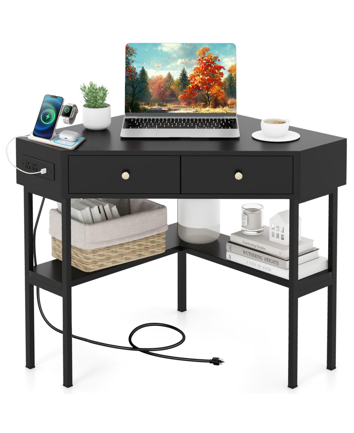 Click here for Mecale Space Saving Corner Computer Desk with 2 La... prices