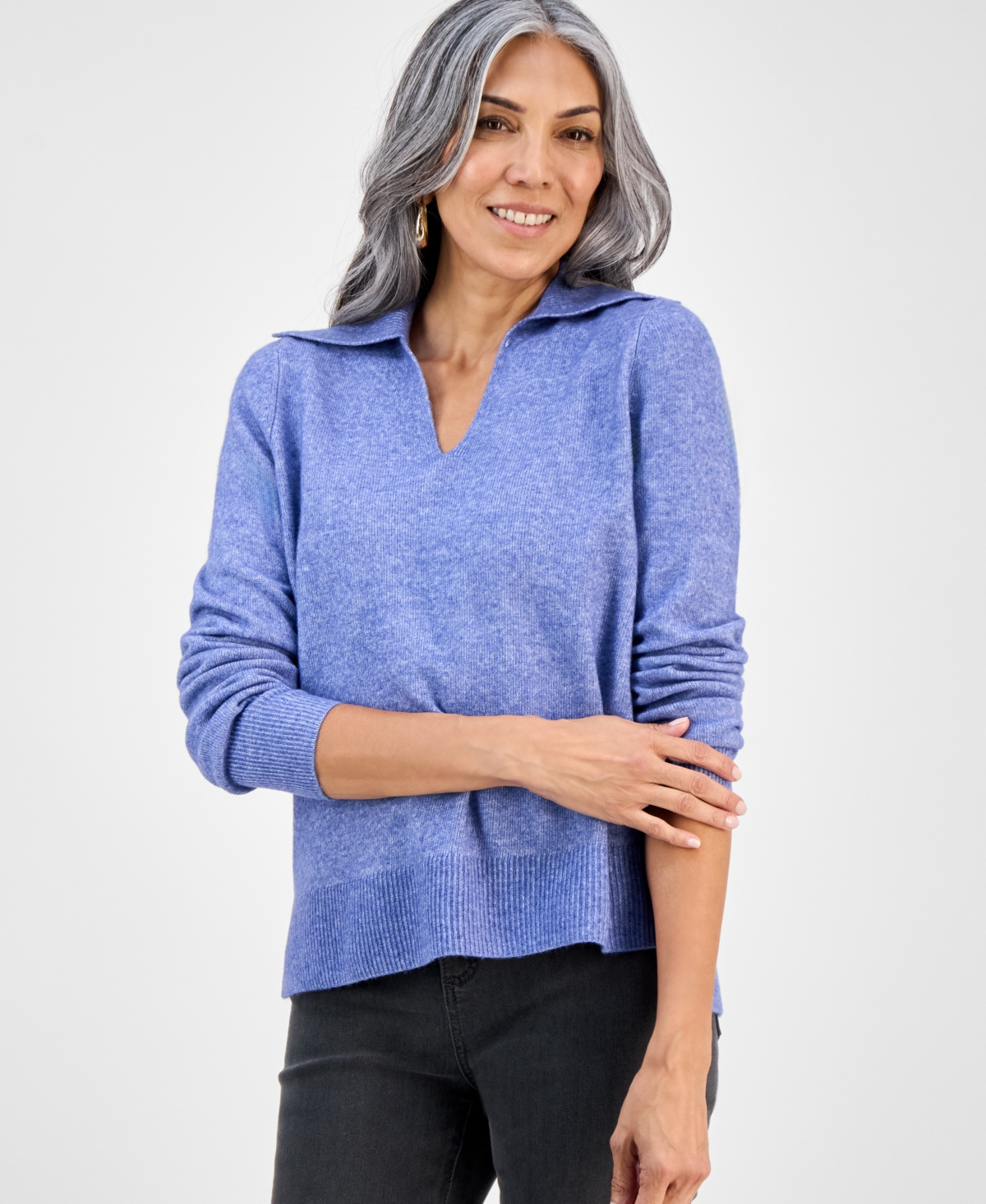 Click here for Style & Co Womens Luxsoft Johnny-Collar Sweater  M... prices