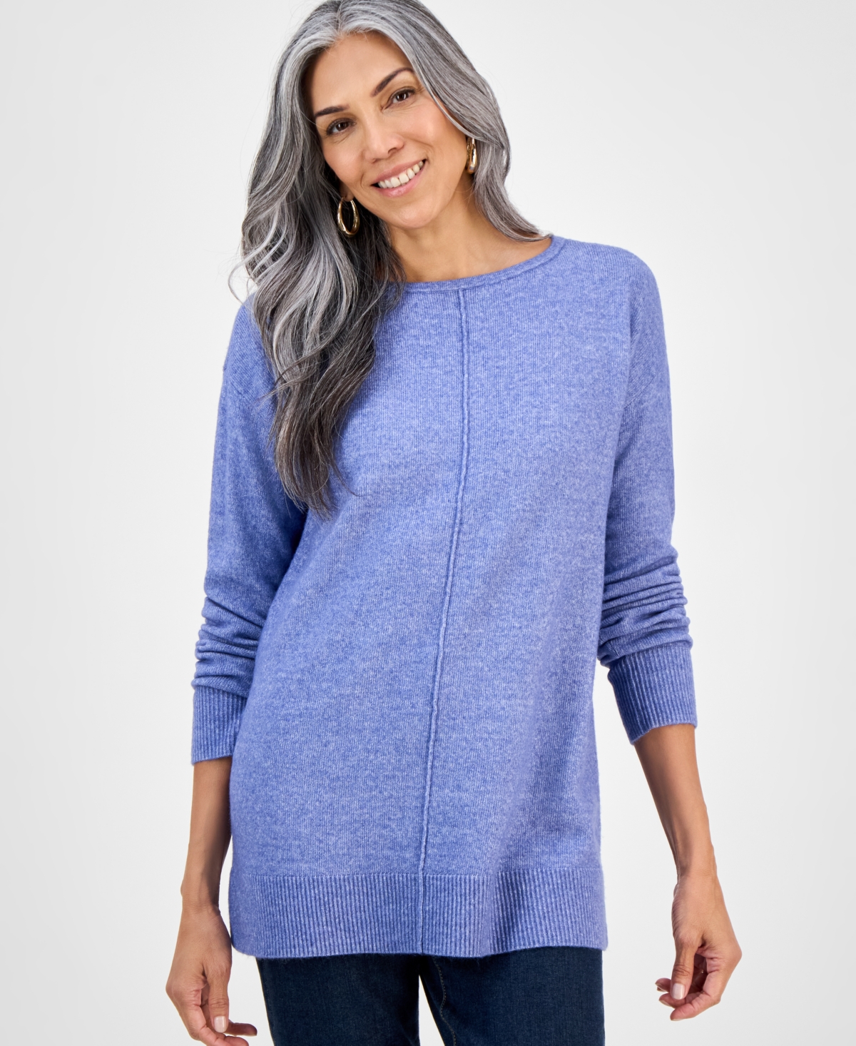 Click here for Style & Co Womens Luxsoft Seam-Front Sweater Tunic... prices