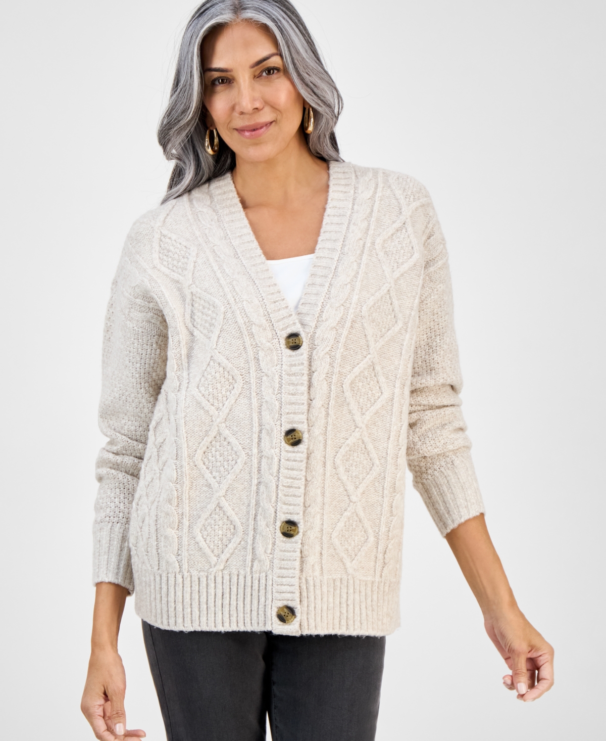 Click here for Style & Co Womens Chunky Cable-Knit Cardigan  Macy... prices