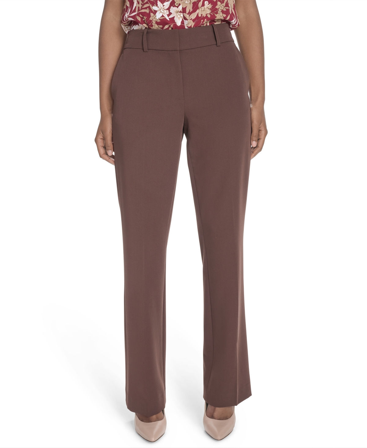 Tommy Hilfiger Womens Solid Sutton Bootcut Trousers - Chicory