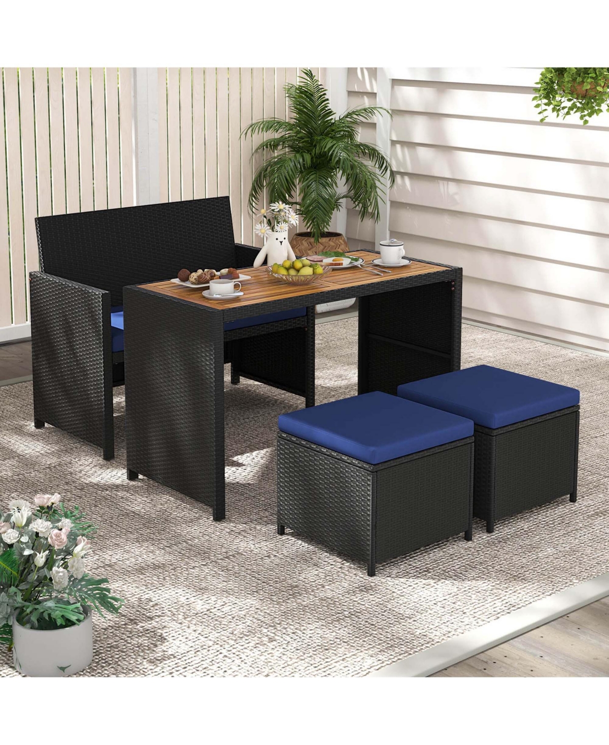 Click here for Costway 4 Pcs Outdoor Dining Set  Rattan Loveseat... prices
