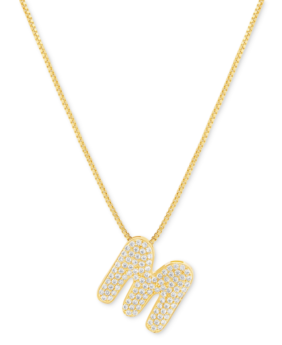 Click here for Cubic Zirconia Bubbly Initial M 18 Pendant Necklac... prices