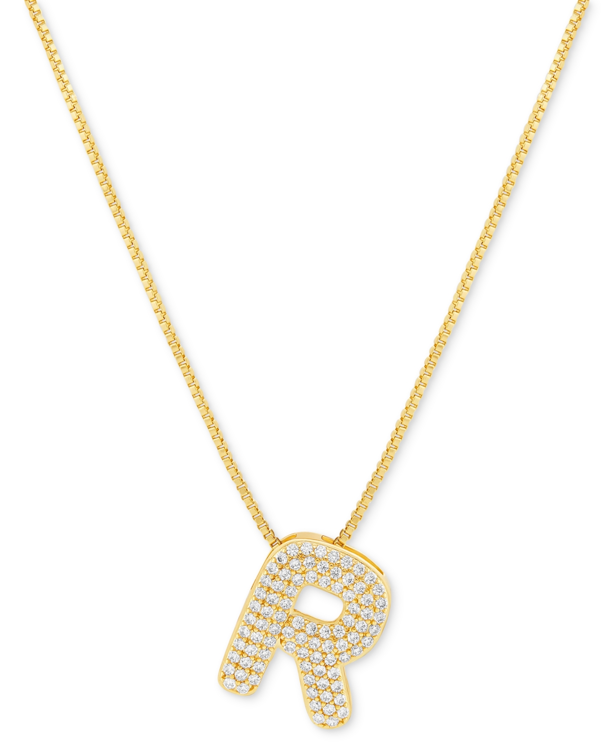 Click here for Cubic Zirconia Bubbly Initial R 18 Pendant Necklac... prices